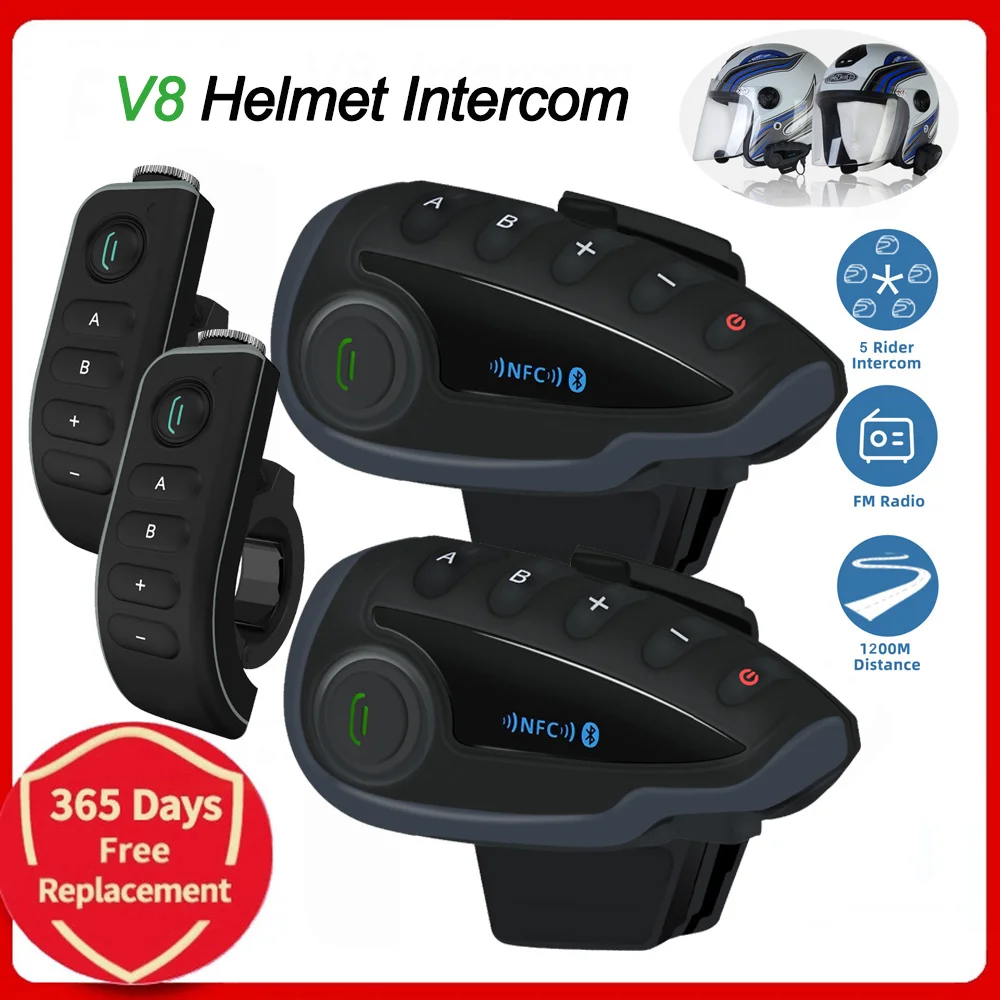 Motorcycle-Intercom-Bluetooth-helmet-V8-Headset-Motorbike-5-Riders ...