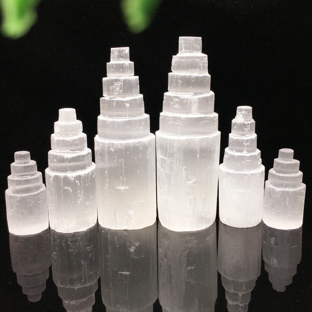 Natural-white-selenite-gypsum-Crystal-Tower-Skyscraper-Castle-Clear ...