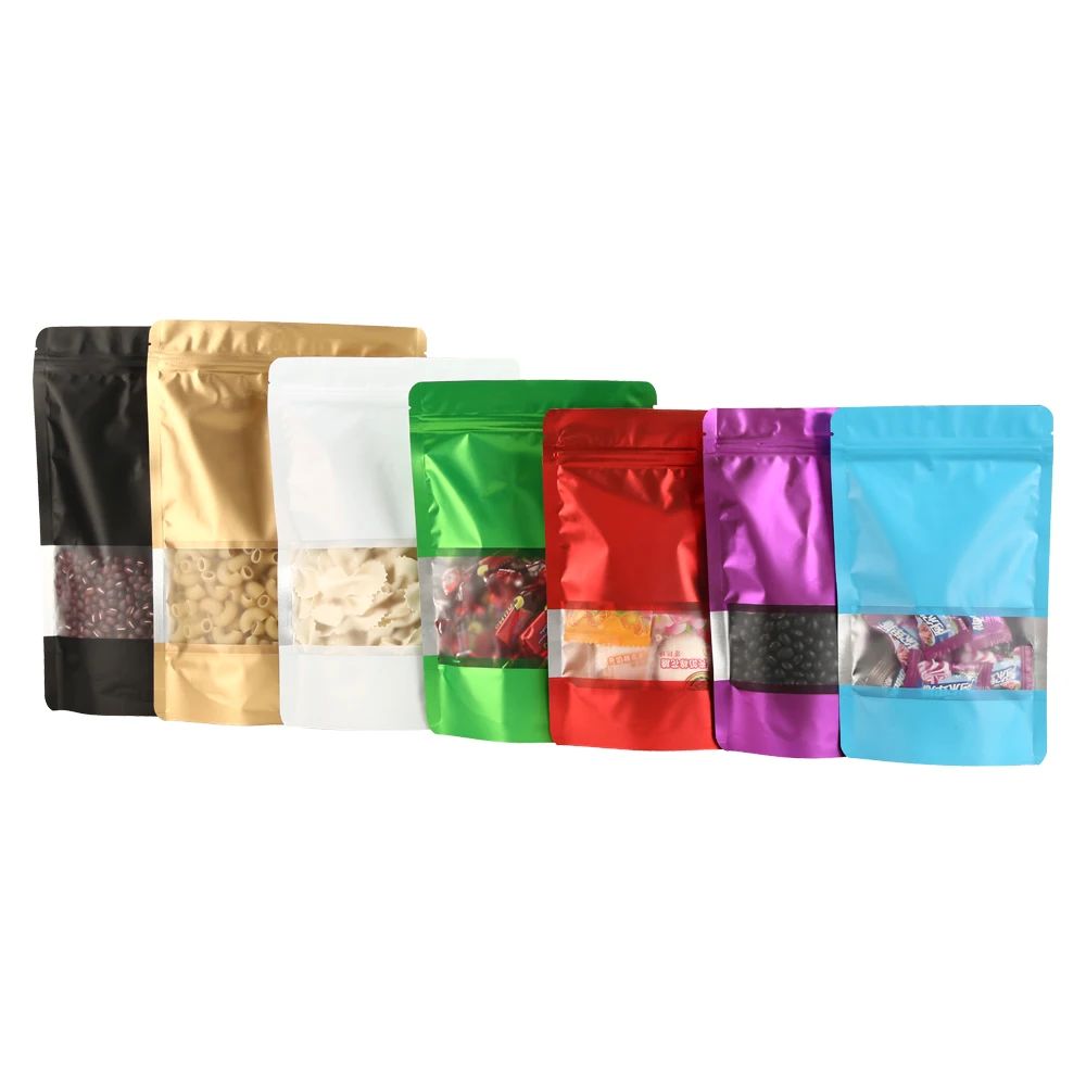 100pcs-Colored-Standing-Up-Aluminum-Foil-Zip-Lock-Bags-with-Window-Matt ...