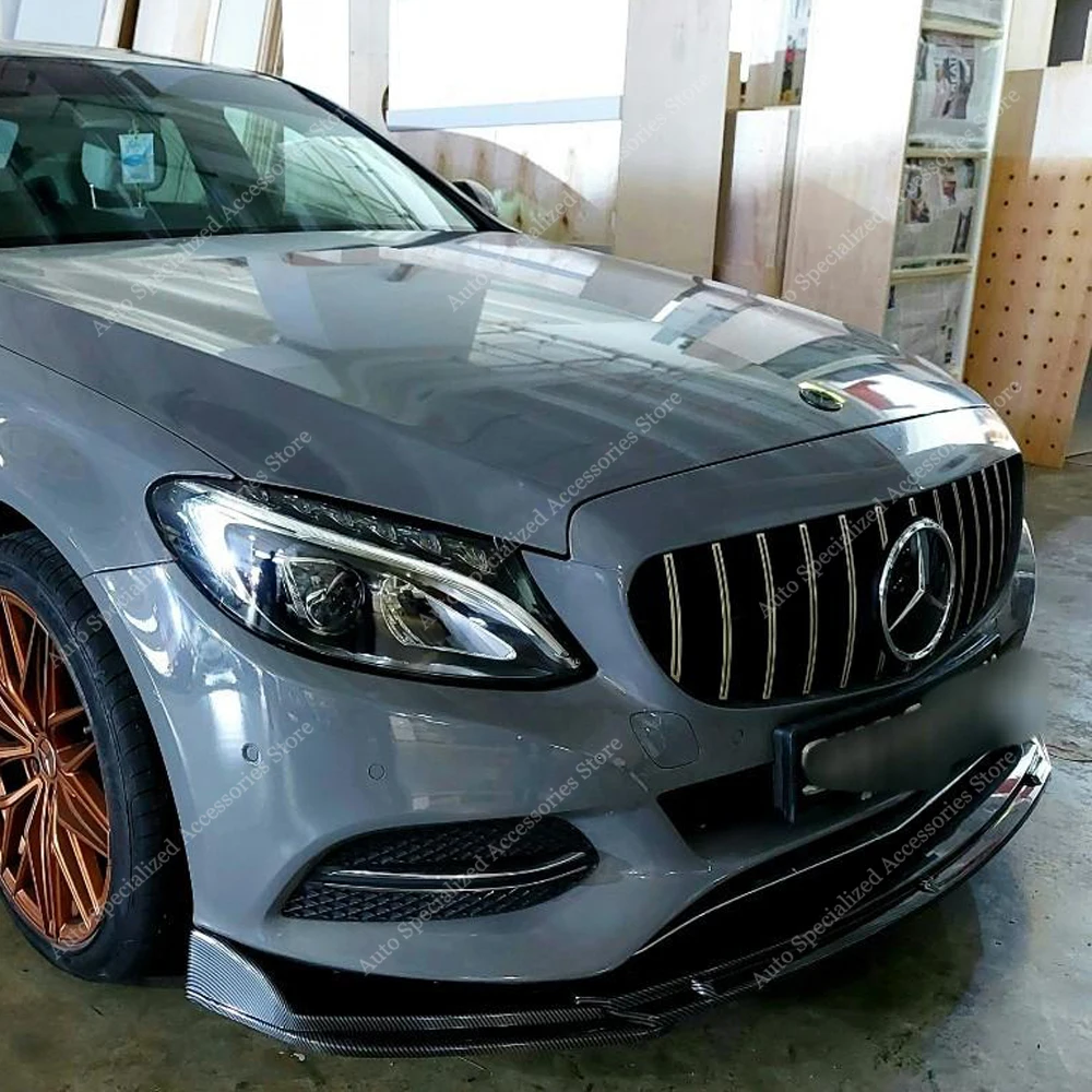 For-Mercedes-W205-C-Class-Front-Bumper-Lip-Spoiler-Splitter-Diffuser ...