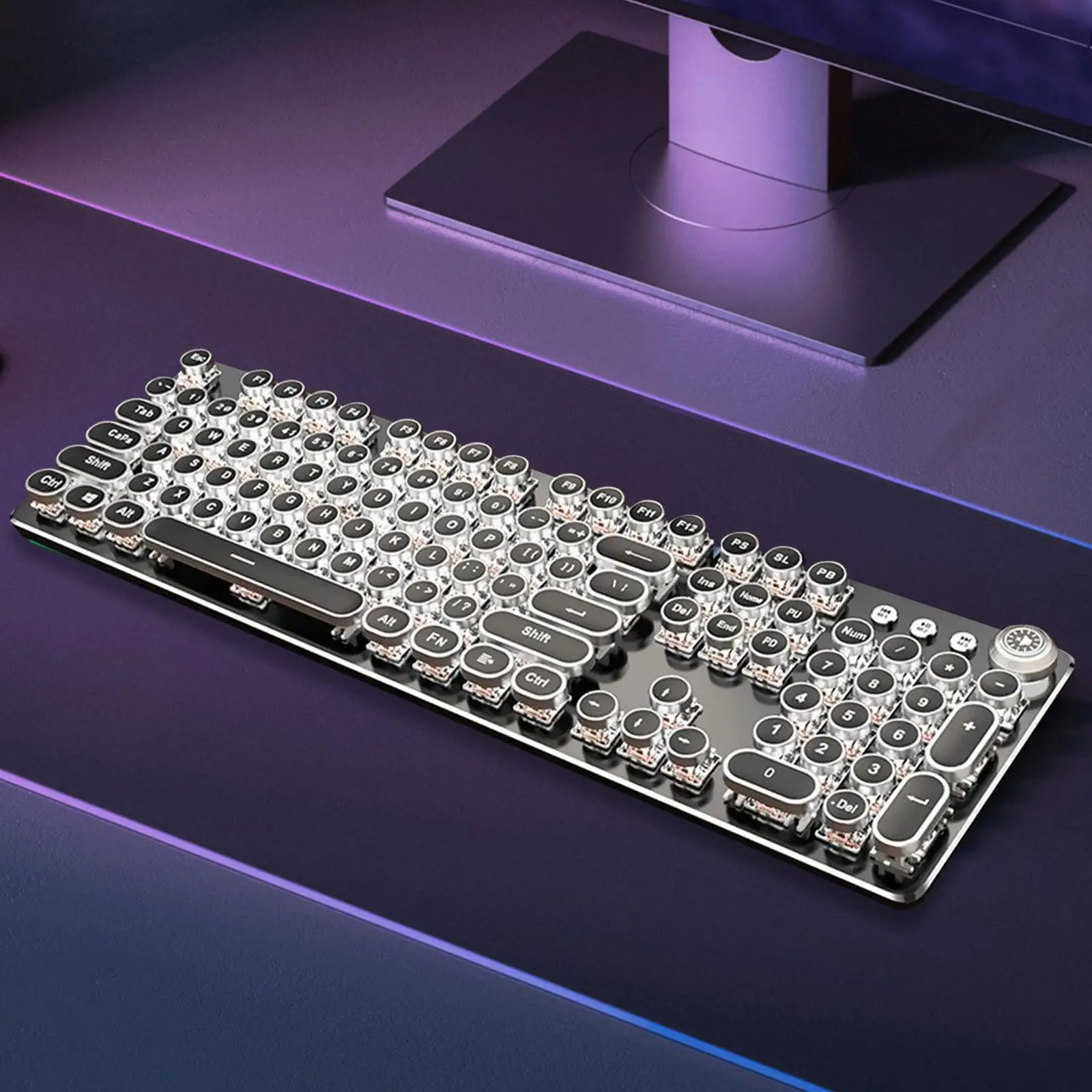 Mechanical-Gaming-Keyboard-USB-Wired-Keyboard-Steampunk-Keyboard-Black ...