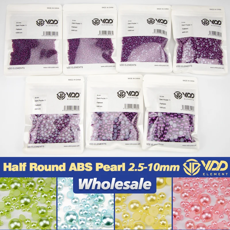 VDD Bulk Wholesale 2.5-10mm Multicolor ABS Imitation Pearls Half Round ...