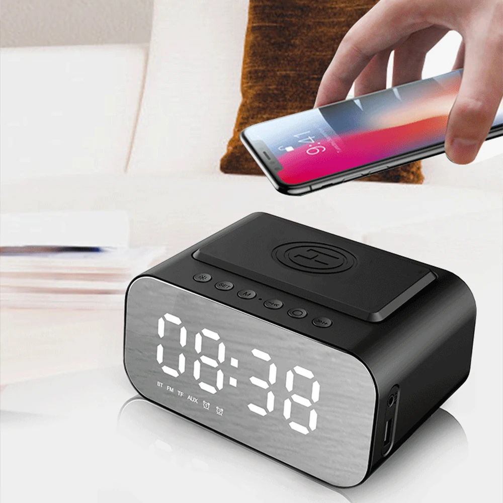 Digital-Bluetooth-Speaker-LED-Mirror-Stereo-Bluetooth-Speaker-Wireless-Charging-FM-Radio-Digital ...