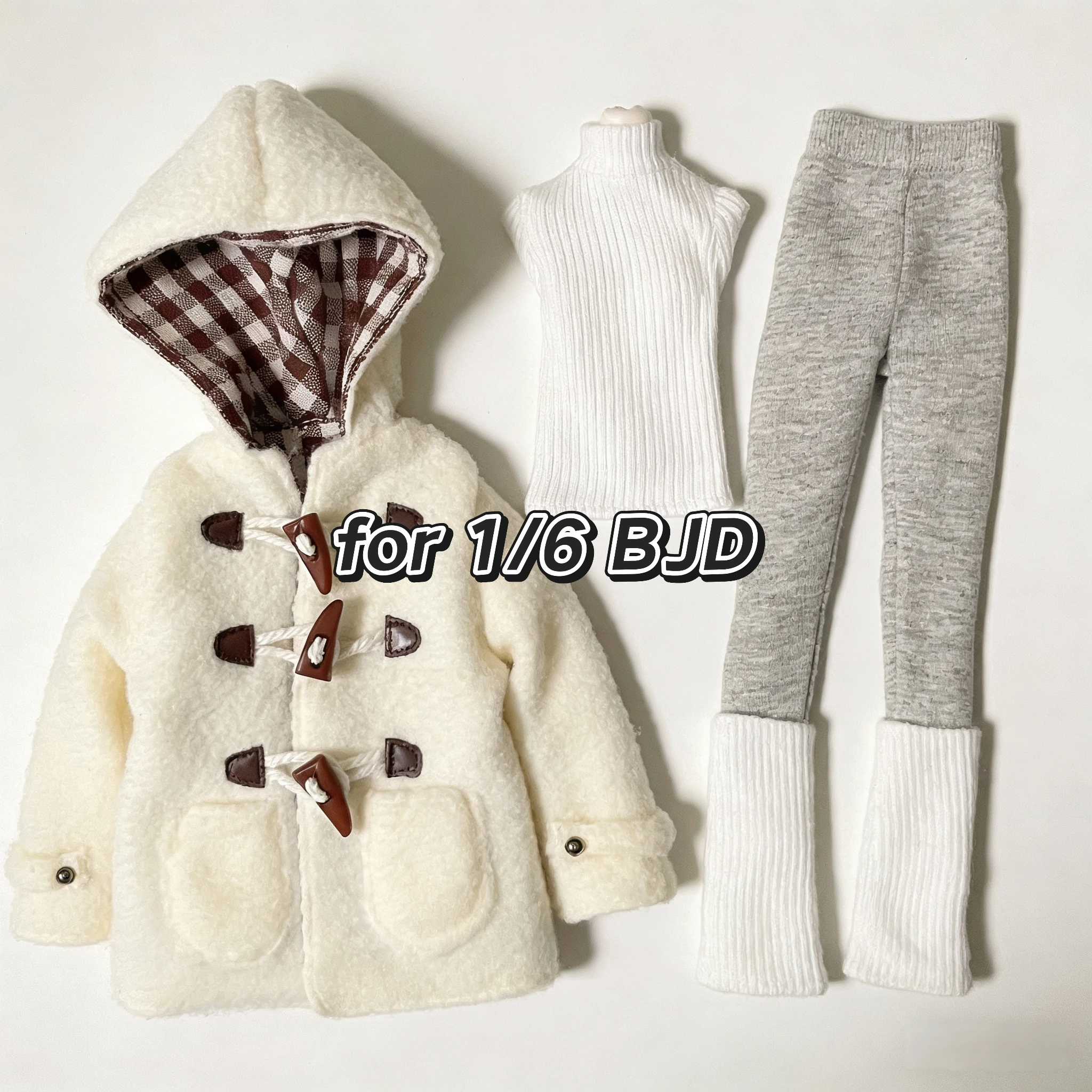 BJD (1/6 BJD Doll Clothes)Polar fleece cow horn button jacket, high ...