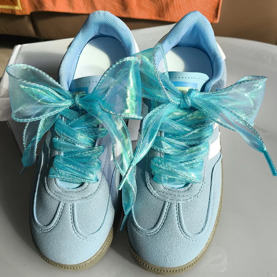 4cm Wide Festoon Fishtail Organza Shoelaces Laser Chiffen Yarn Bow ...