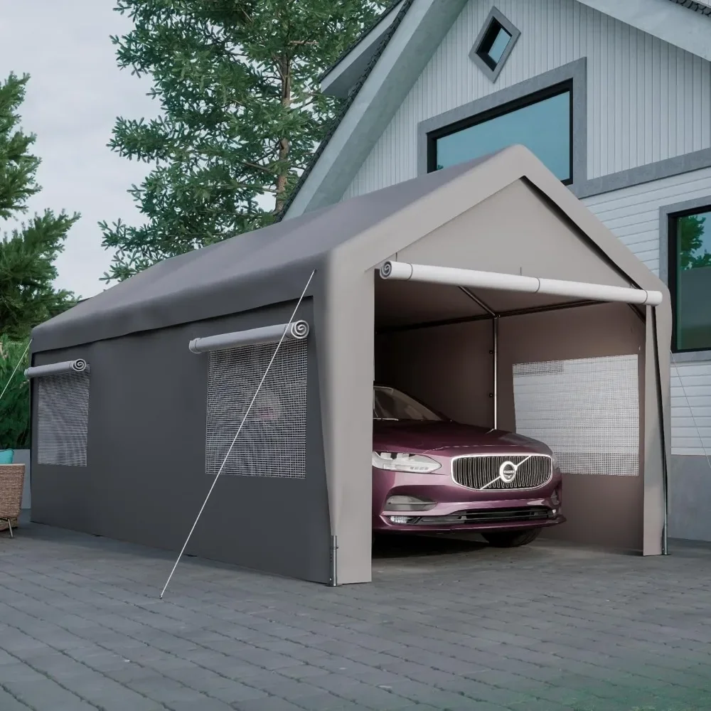 10x20ft-Carport-Garage-with-Mesh-Windows-Removable-Sidewalls-UV ...