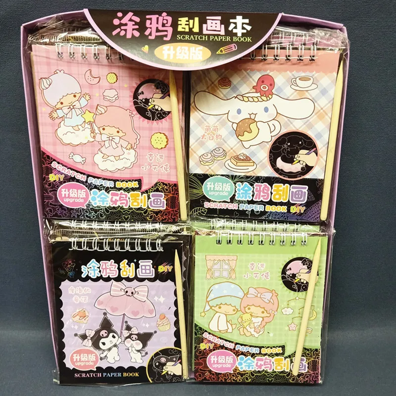 36pcs-Sanrio-Graffiti-Scratchprint-Kuromi-Melody-Cinnamoroll-Black ...