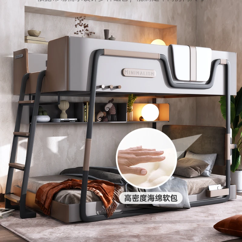 Upper-and-Lower-Bunk-Bunk-Bed-Small-Apartment-with-the-Same-Width-Solid ...
