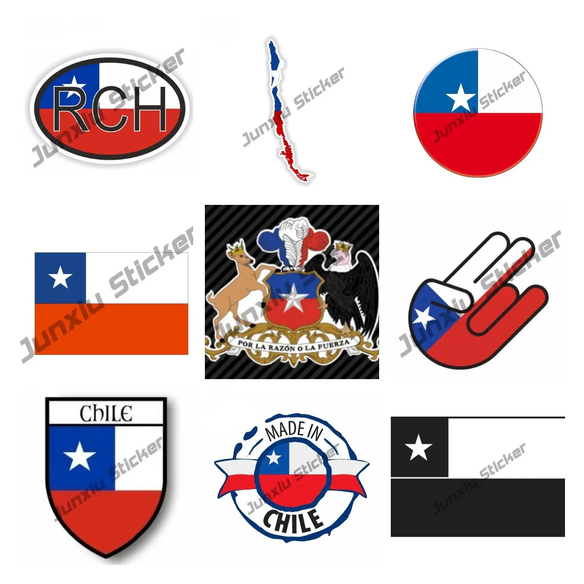 Personality Chile Flag Decal Chilean Coat Of Arms Sticker Self Adhesive ...