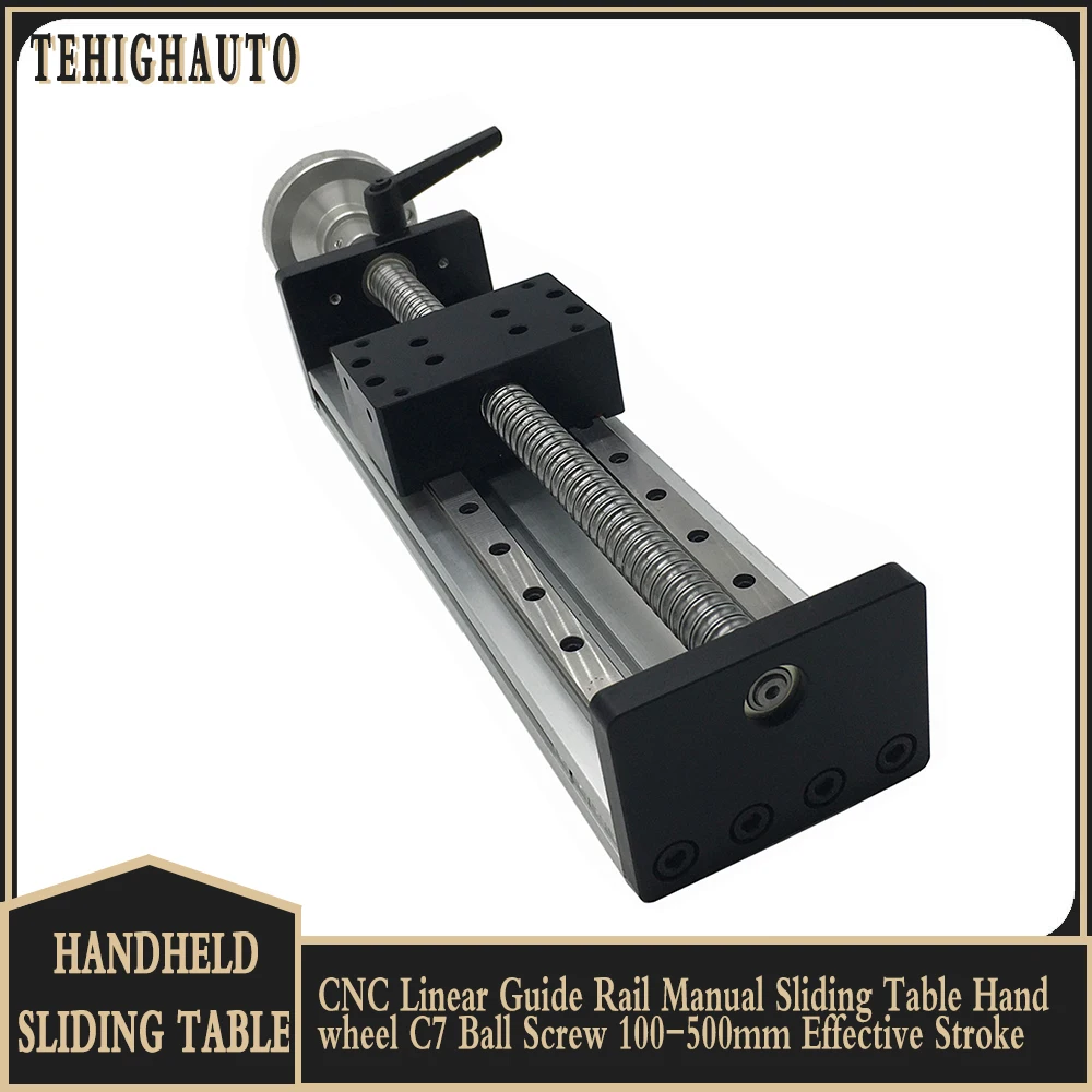 Cnc Linear Guide Rail Manual Sliding Table Hand Wheel C7 Ball Screw 100 ...