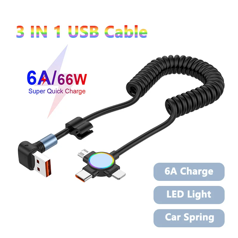 3-In-1-Spring-USB-Charge-Cable-RGB-6A-Type-C-Micro-usb-Fast-Charging ...