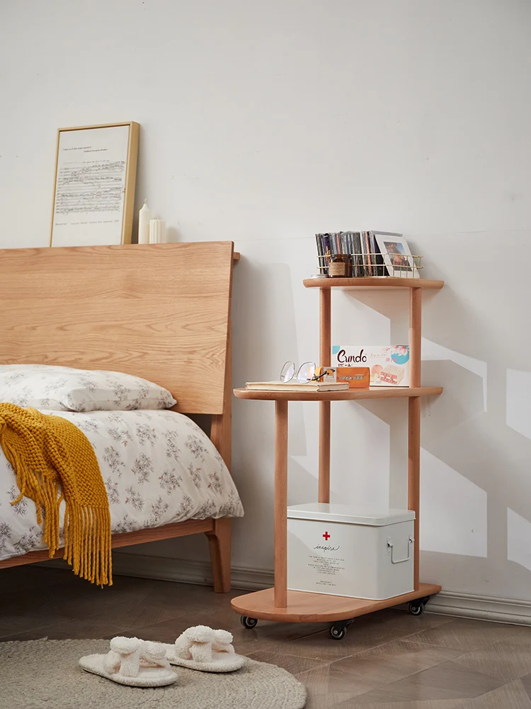 Simple-modern-solid-wood-bedside-table-Small-sized-movable-bedroom-with ...