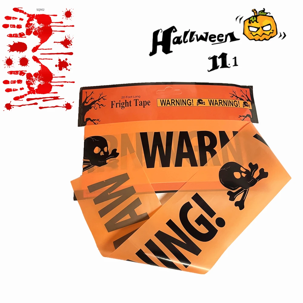 6Mx8CM Halloween Warning Tape Signs Halloween Props Danger Warning Line ...