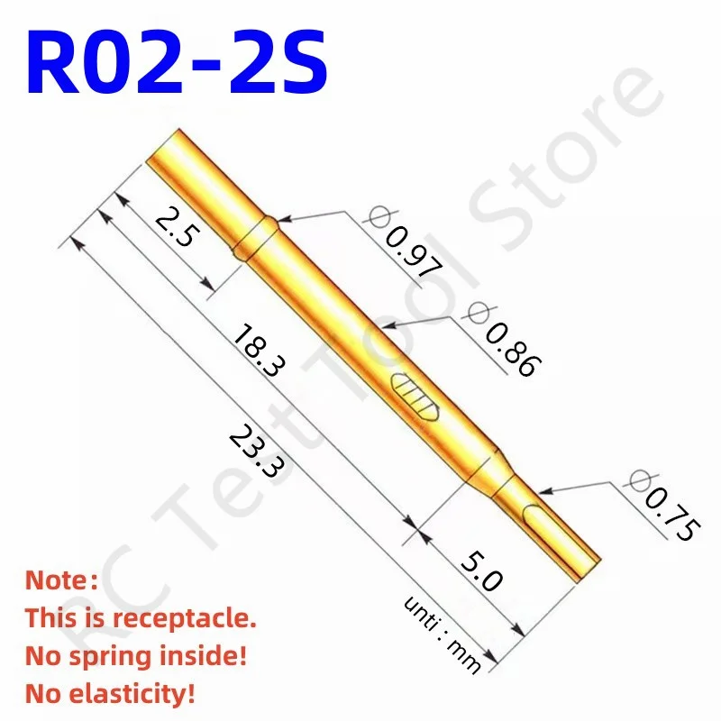 100pcs-R02-2S-Spring-Test-Probe-Test-Pin-Pogo-Pin-Receptacle-Needle ...