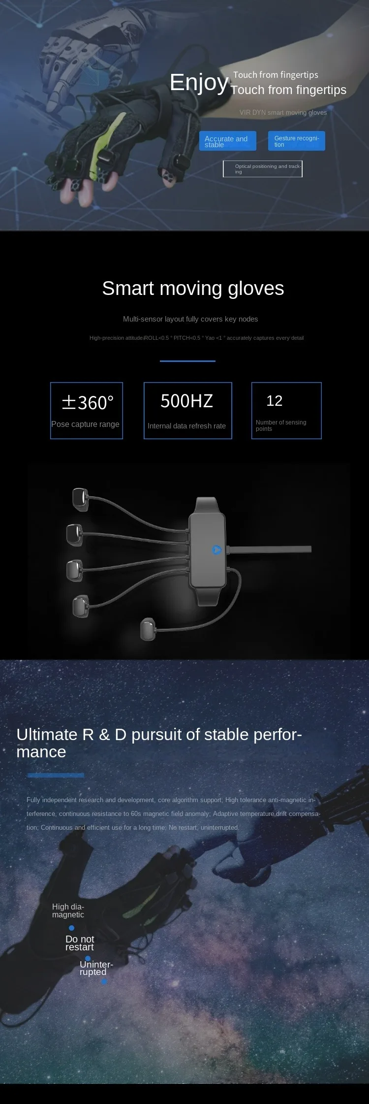 Inertia Gloves MHand VR Motion Capture Gloves Gesture Recognition Gloves Virtual Interactive ...