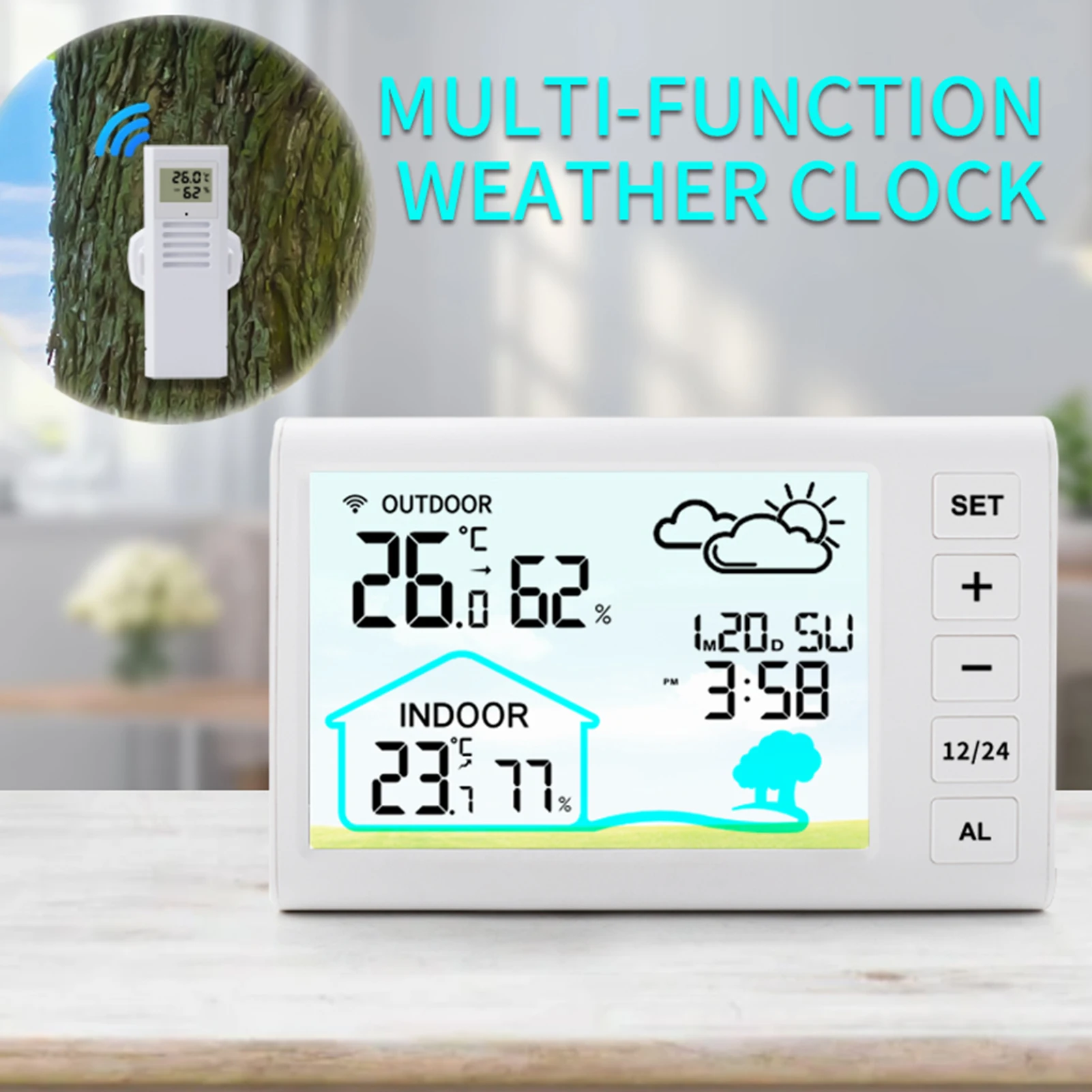 【New】Wireless Weather Station Clock Thermometer Hygrometer with 5-Level ...