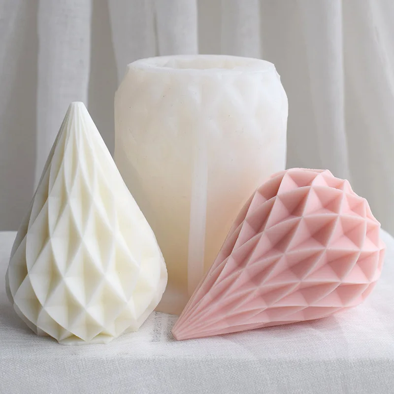 3D Origami pattern pear shaped candle silicone mold diamond shaped ...
