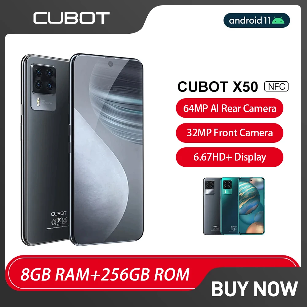 Cubot-X50-Smartphone-Android-8GB-RAM-256GB-ROM-6-67-Inch-FHD-Helio-P60 ...