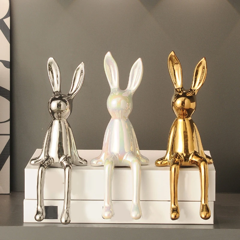Rabbit-Statues-Office-Home-Decor-Creative-Shiny-Modern-Nordic-Animal ...