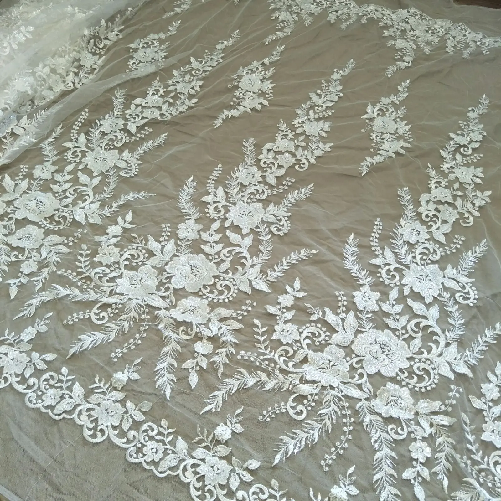 New-arrival-bridal-wedding-gown-dress-lace-fabric-130cm-width-sequins ...