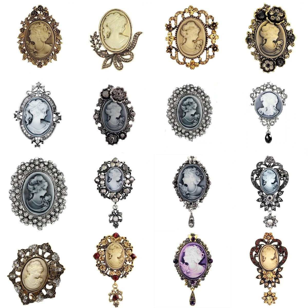 Fashion Style 1piece Vintage Cameo Elegant Brooch Women's Queen Head ...