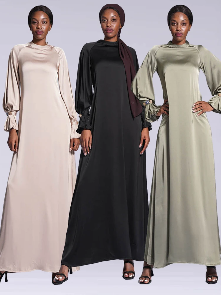 Eid-Muslim-Women-2023-Satin-Solid-Dress-Abaya-Party-Long-Sleeve-Dresses-Dubai-Arab-Turkey ...
