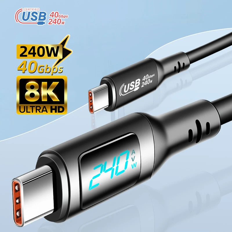 PD-240W-Super-Fast-Charging-Type-C-To-USB-C-Cable-LED-Digtal-Display-8K ...