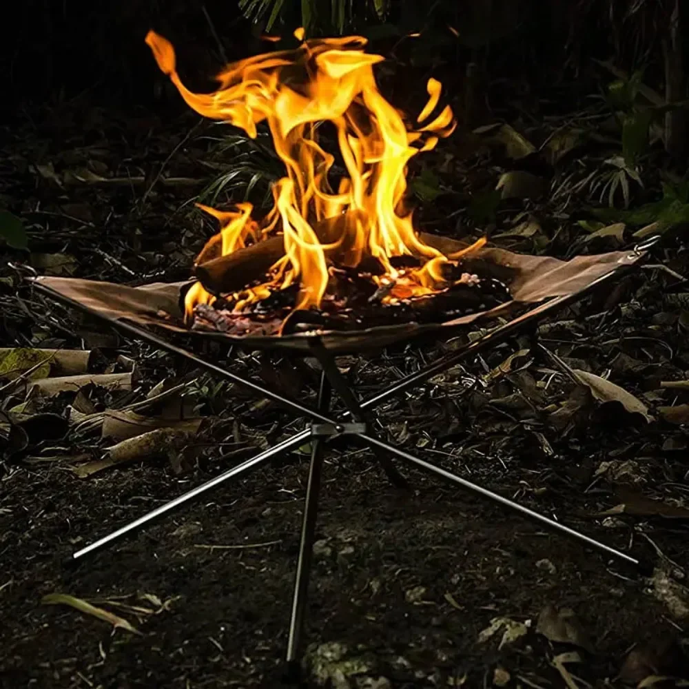 Outdoor-Fire-Pit-Burning-Rack-Camping-Stainless-Steel-Mesh-Fireplace ...