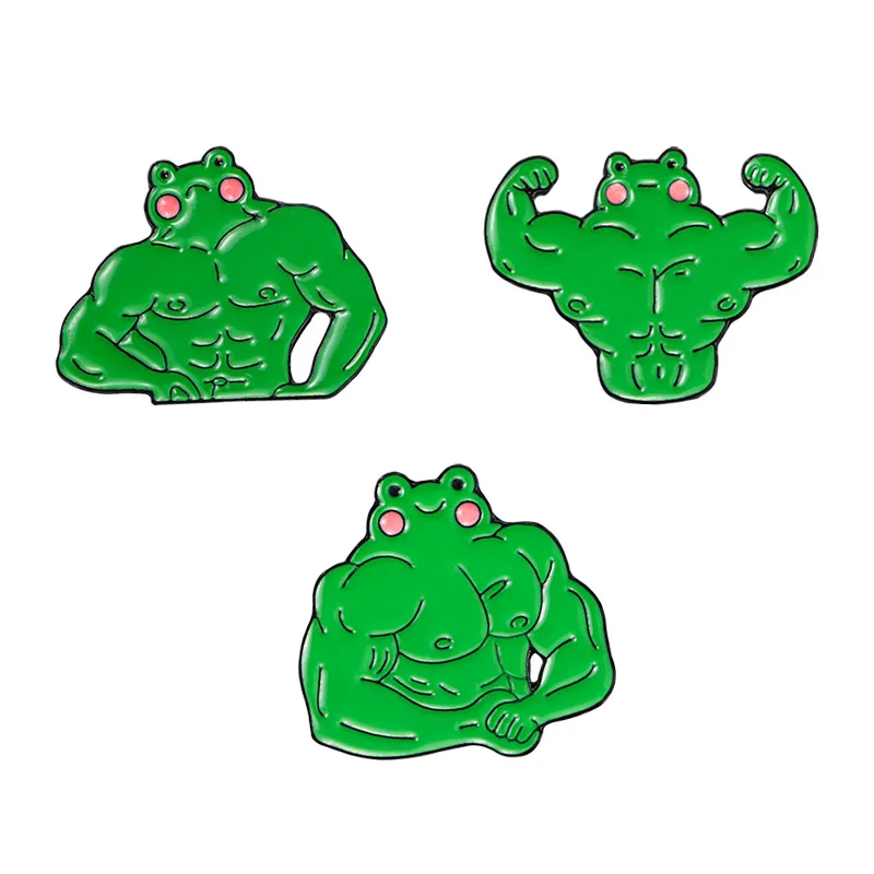 Cartoon-funny-muscle-man-frog-brooch-Clothing-ornaments-schoolbag ...