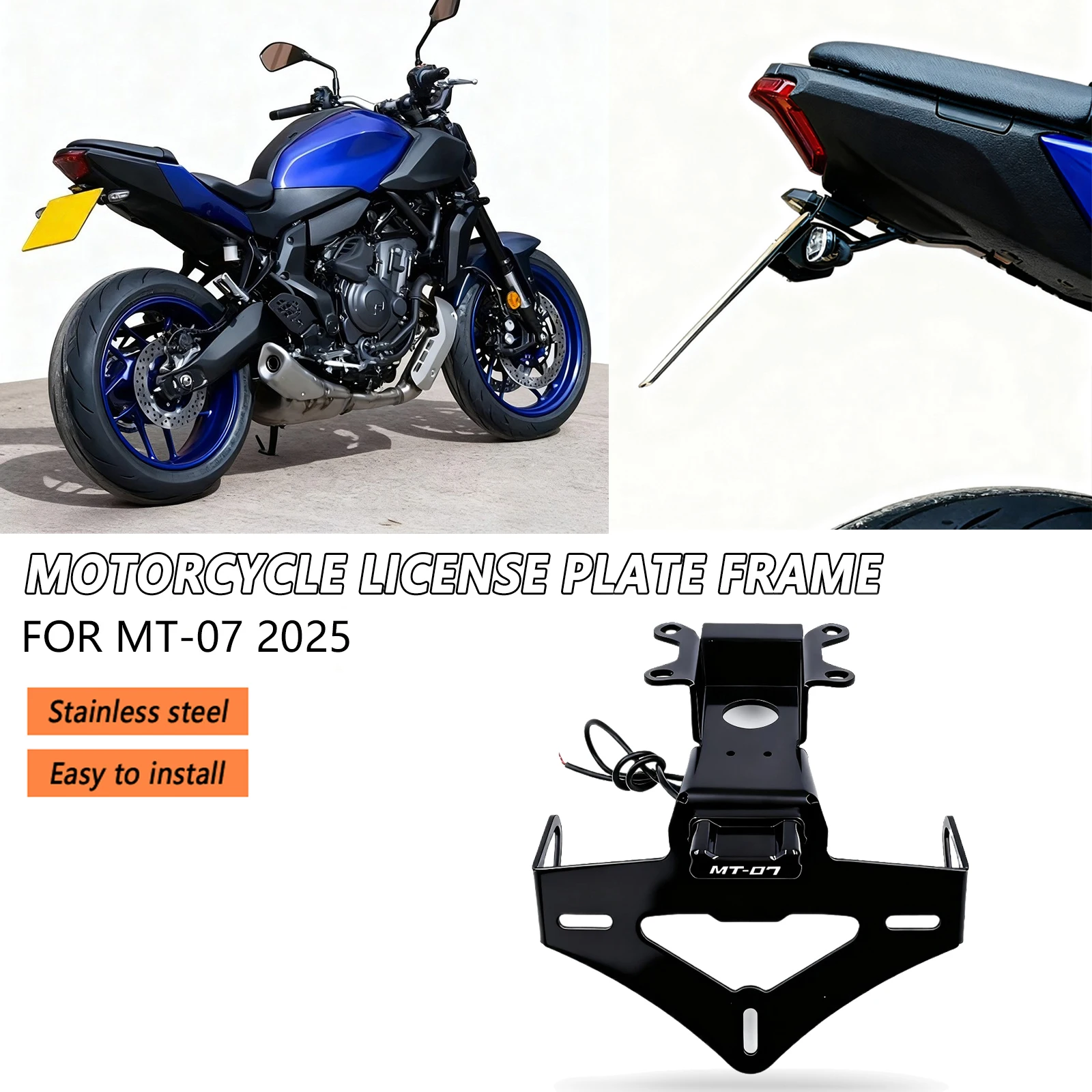 For Yamaha MT07 2025 Number License Plate Holder Frame Rear Tail Tidy ...
