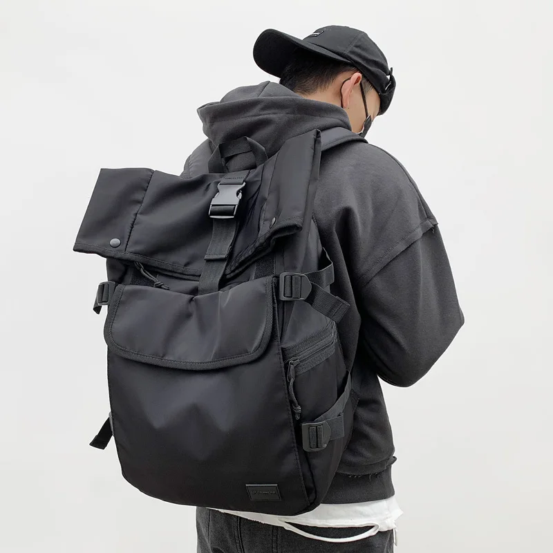Streetwear-Pocket-Men-Nylon-Backpack-Large-Capacity-Laptop-School ...