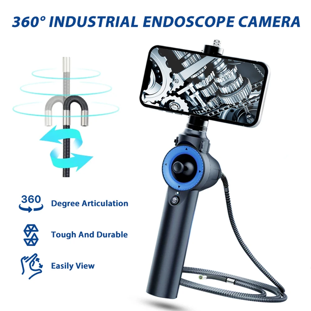 360° Steering Industrial Endoscope Camera 6.2mm 2mp Borescope Car ...