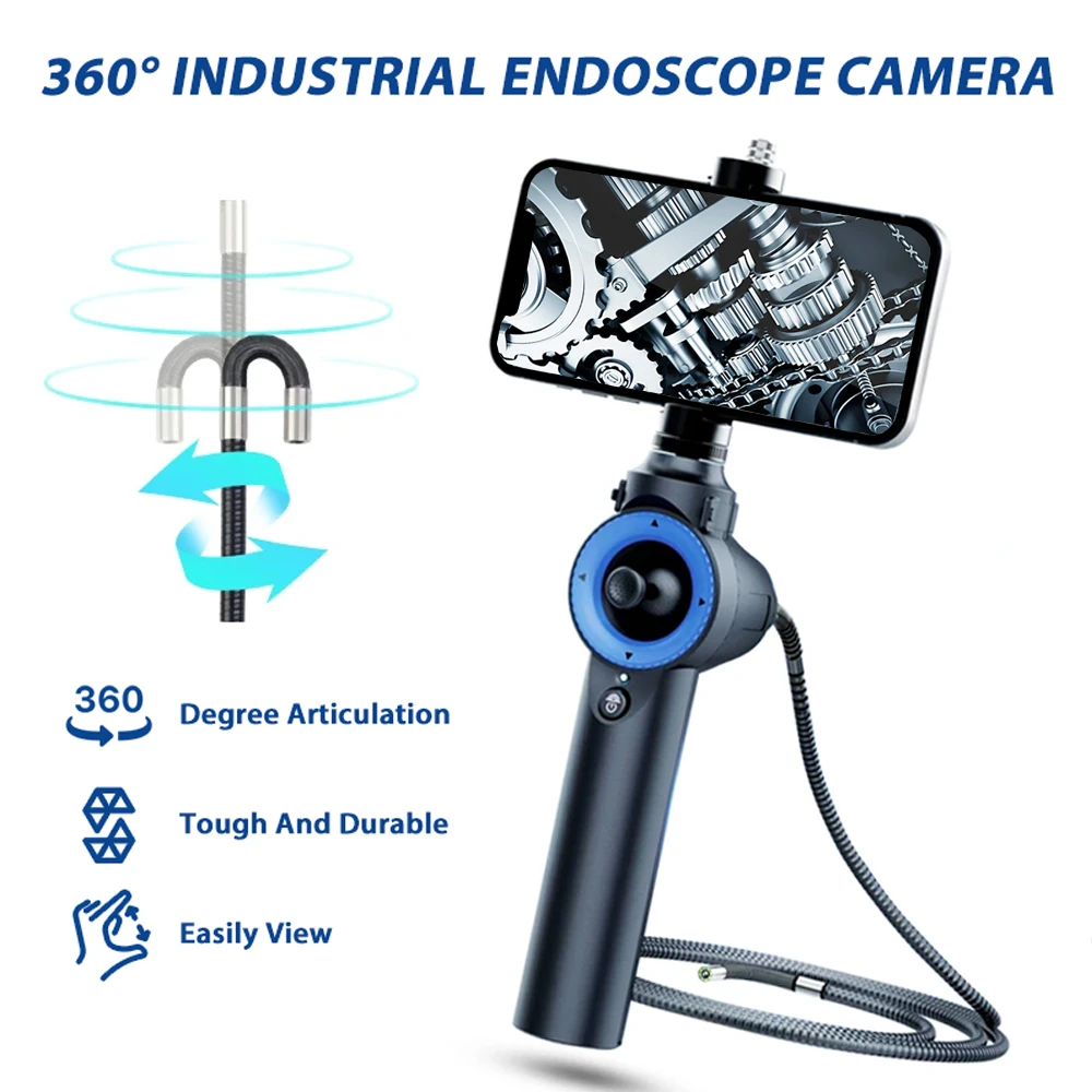 360° Steering Industrial Endoscope Camera 6.2mm 2mp Borescope Car ...