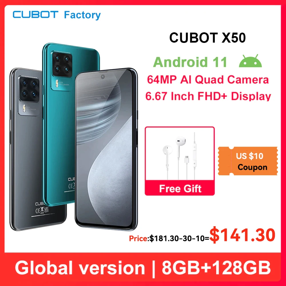 Cubot-X50-Smartphone-64MP-Quad-Camera-8GB-128GB-6-67-FHD-Large-Display ...