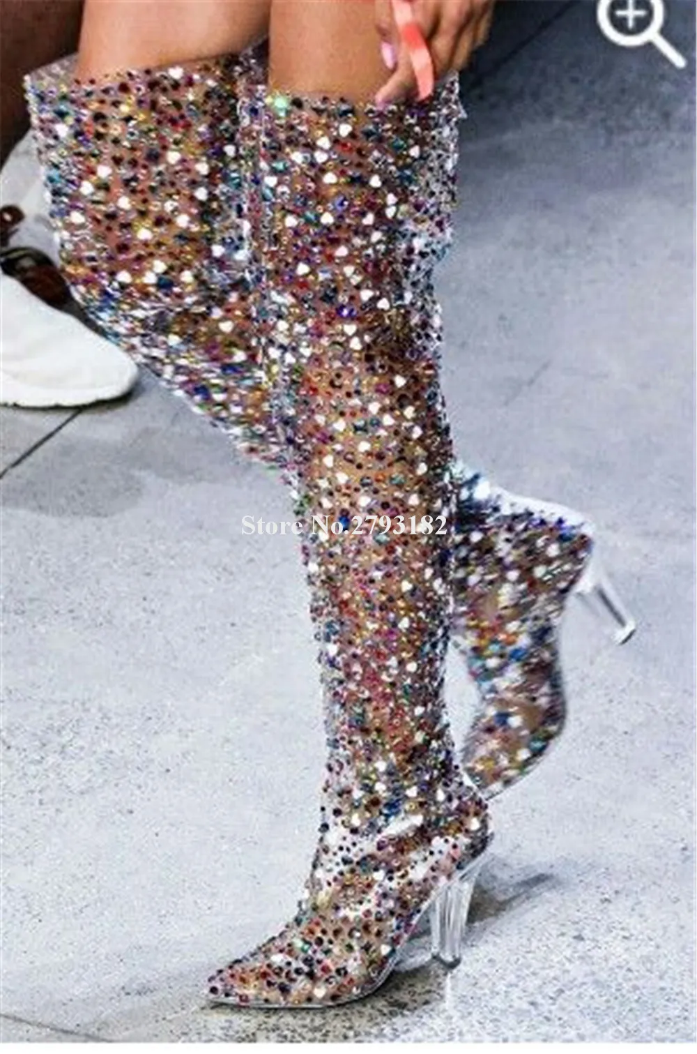 Botas-largas-de-PVC-con-diamantes-de-imitaci-n-de-colores-botas-por ...