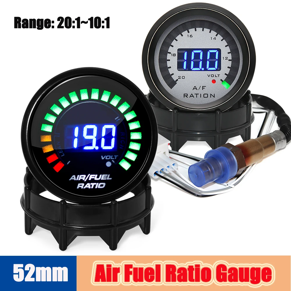 2-52mm-LED-Digital-Display-Air-fuel-Ratio-Gauge-Smoked-Face-AFR-Volt ...