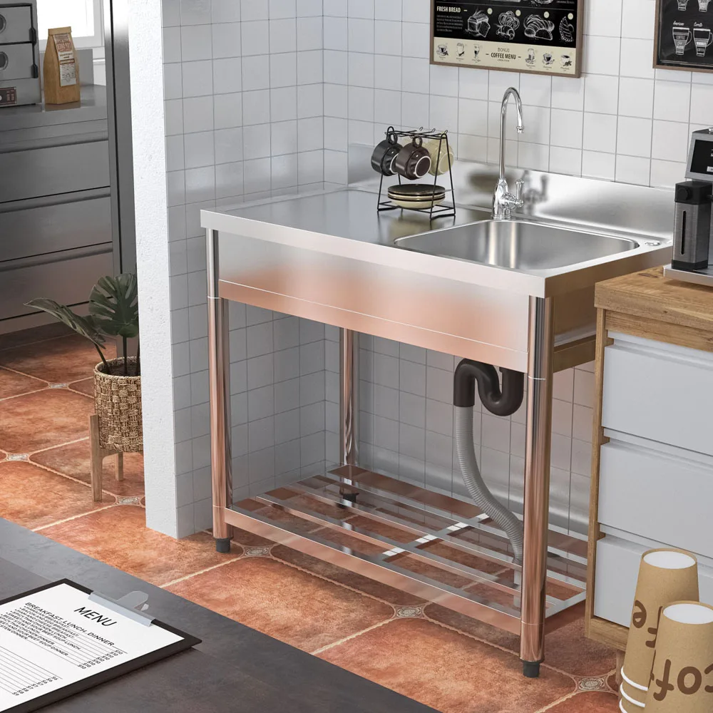 Stainless Steel Commercial Sink with Bowl Side Platform - AliExpress 13