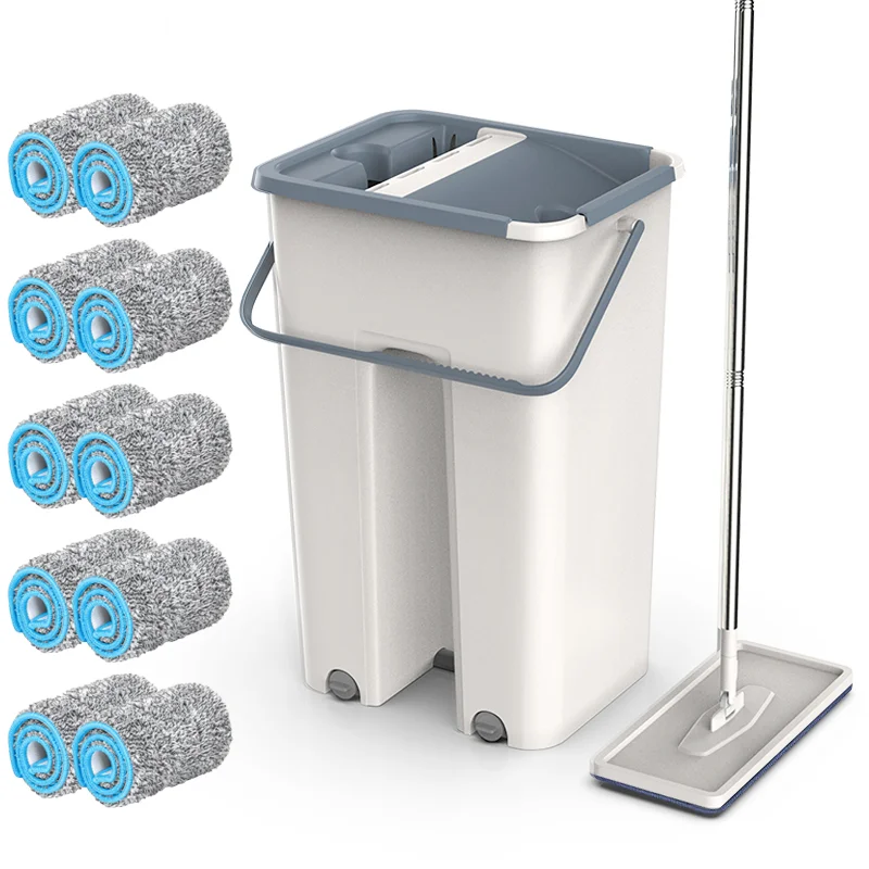 Floor-Mop-Set-Automatic-Spin-Mop-Replaceable-Mop-Cloth-Hand-free-Wash ...