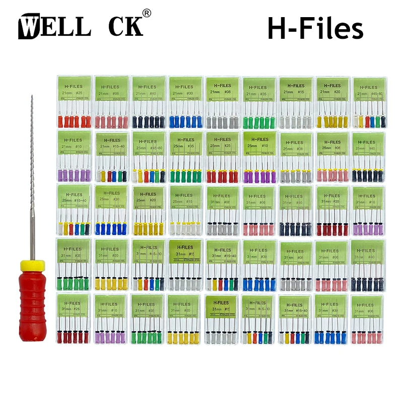 Dental-Tools-Root-Cannal-Endo-H-File-21mm-25mm-31mm-Stainless-Steel ...