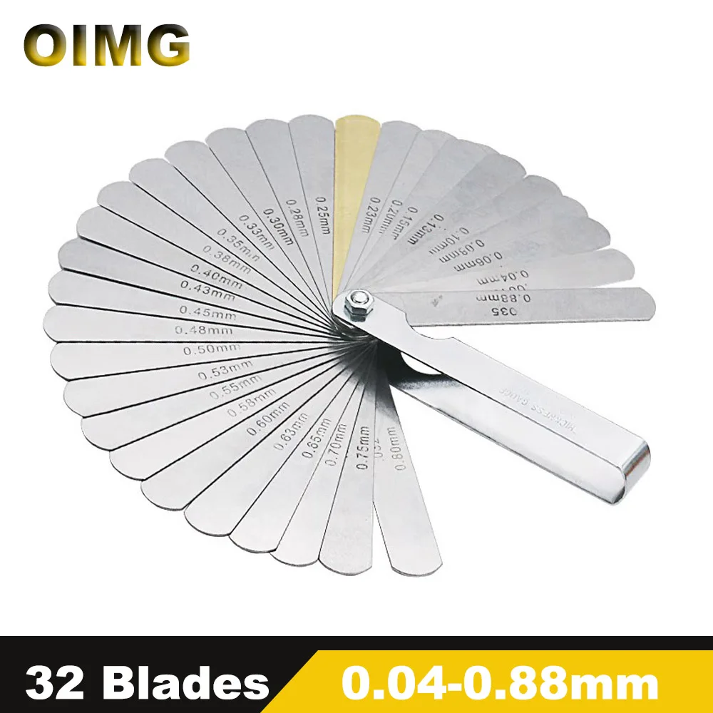 32-Blades-Feeler-Gauge-Accuracy-0-04-0-88mm-Thickness-Gages-Stainless-Steel-Teaching-Feeler ...