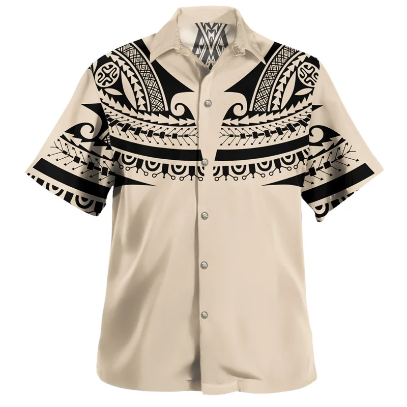 Summer New Vintage 3D Polynesian Islands Printed Shirts Coat Of Arm ...
