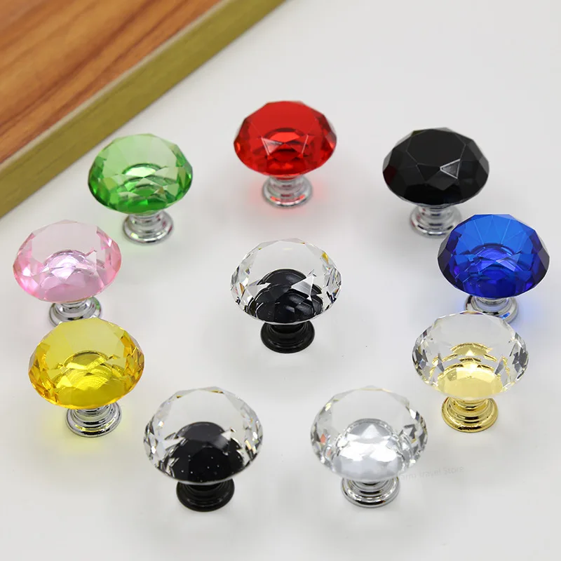 30mm-Diamond-Shape-Design-Handle-Crystal-Glass-Knobs-Cupboard-Drawer ...