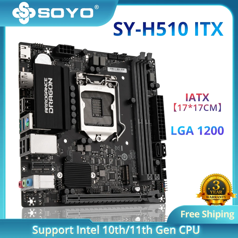 Soyo Novo Completo Sy-h510 Itx Placa-mãe Lga1200 Slot Duplo Canal Ddr4 Memória M.2 Interface ...