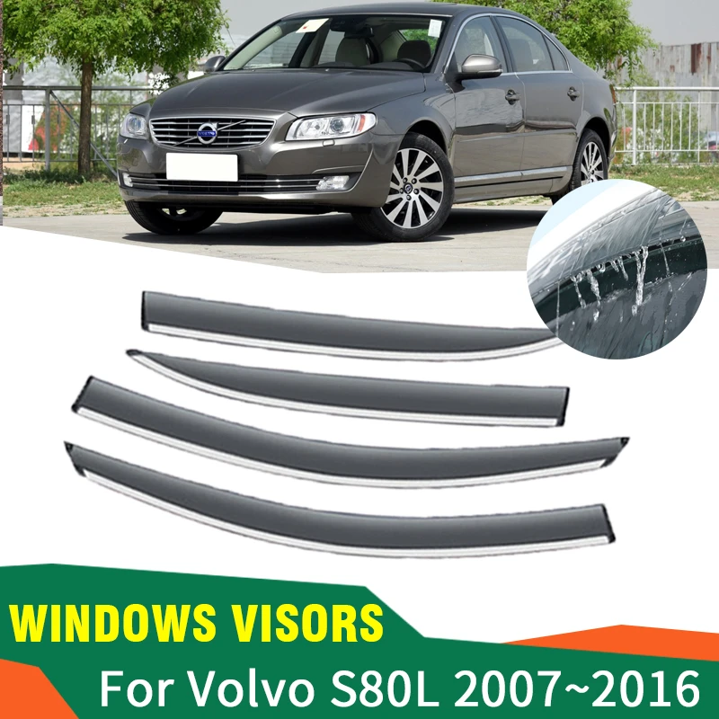 4 PCS Car Deflectors For Volvo S80L 2007~2016 2015 Auto Window Visors ...
