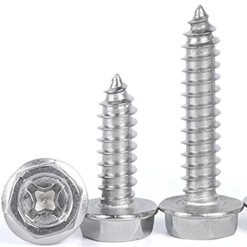 Galvanized-Iron-Cross-Groove-Countersunk-Hole-Flange-External-Hex-Self ...