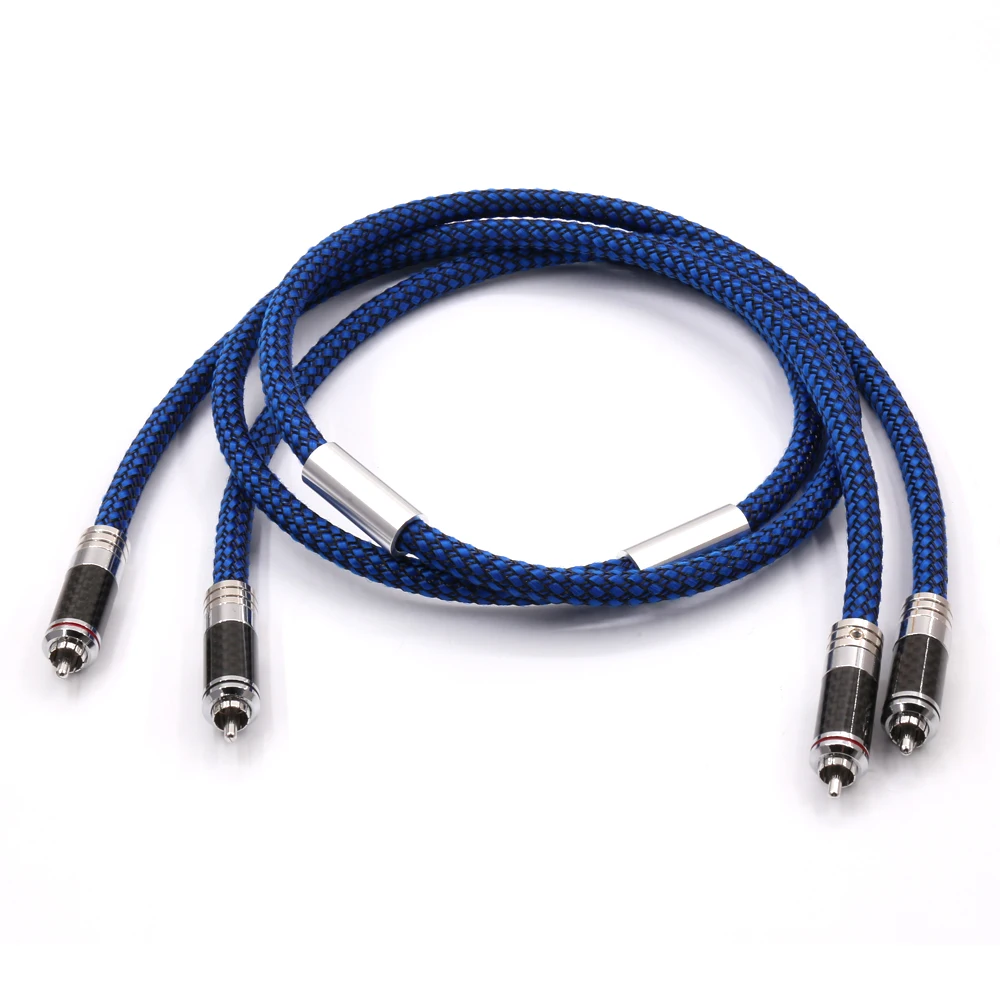 Pair-6N-Silver-Plated-RCA-Audio-Cable-With-Carbon-Fiber-2-RCA-to-2RCA ...