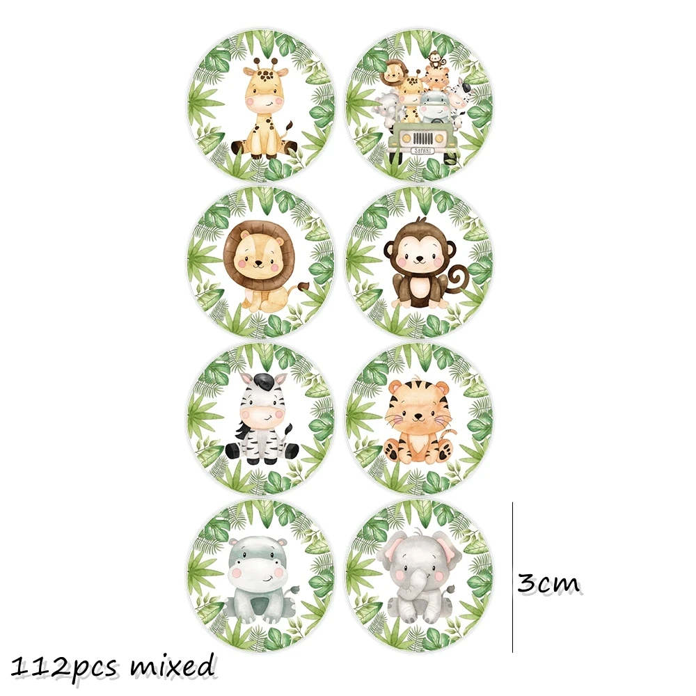 112pcs-Carton-Animal-Stickers-3cm-Round-Sticker-for-Kids-Jungle-Safari ...