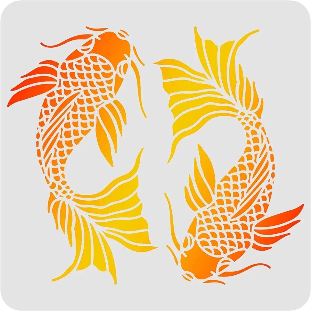 Simple Koi Fish Stencil