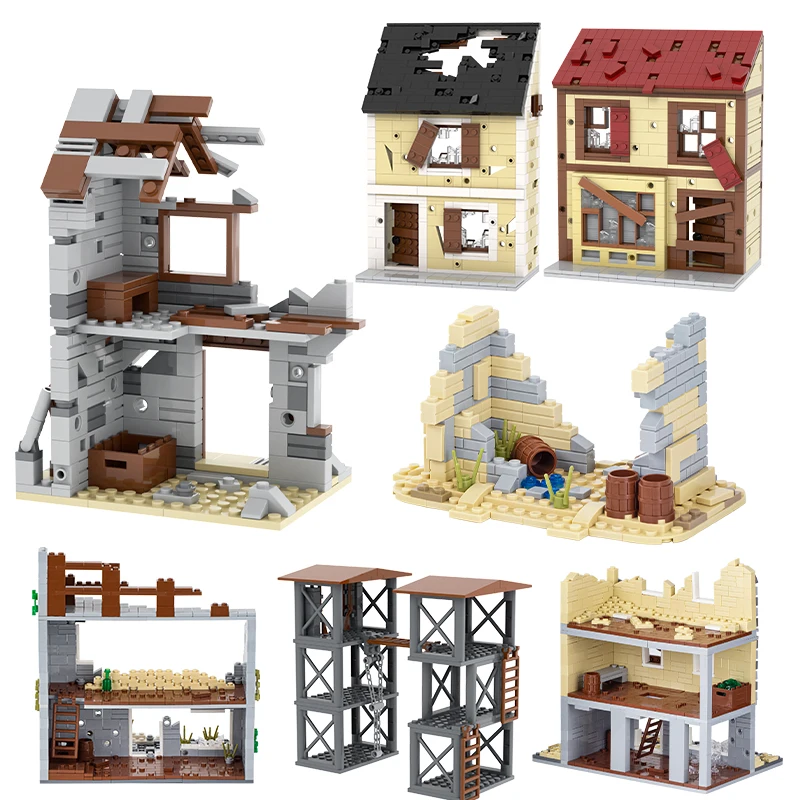 MOC-Military-Series-City-Ruin-Guard-Tower-War-Brick-Soldier-Weapons ...