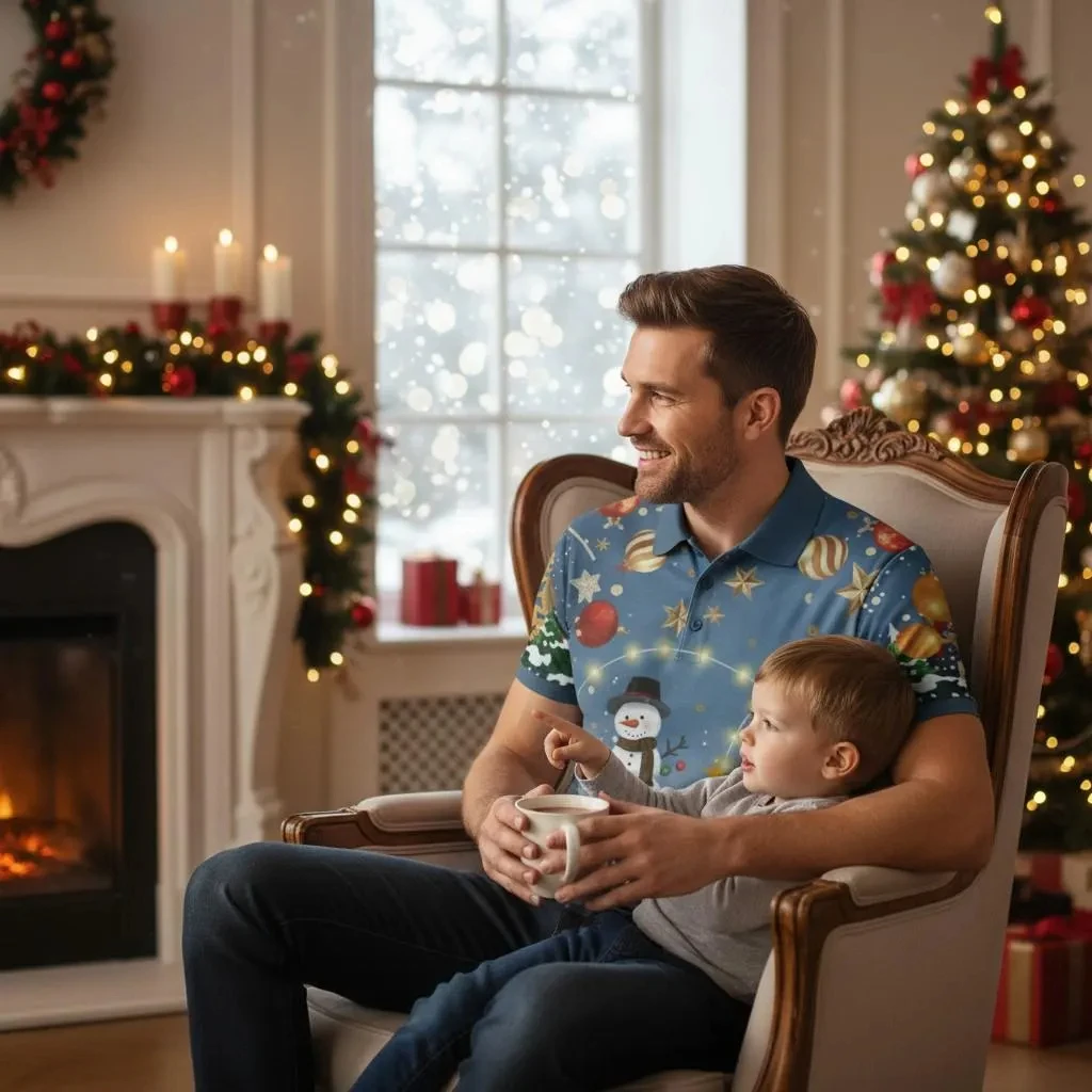 Unisex Christmas Polo Shirt – Holiday Party Polyester Top With Snowman ...